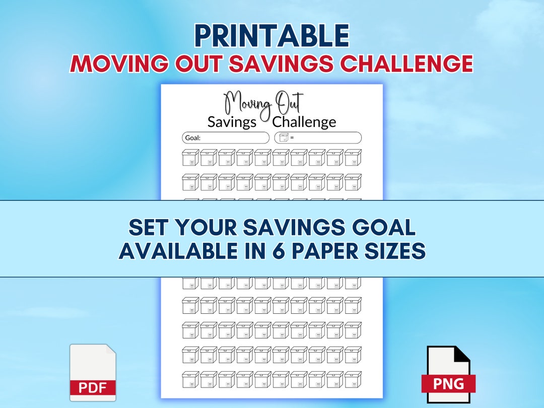 Moving Out Savings Challenge Printable and Digital New Home Fund ...