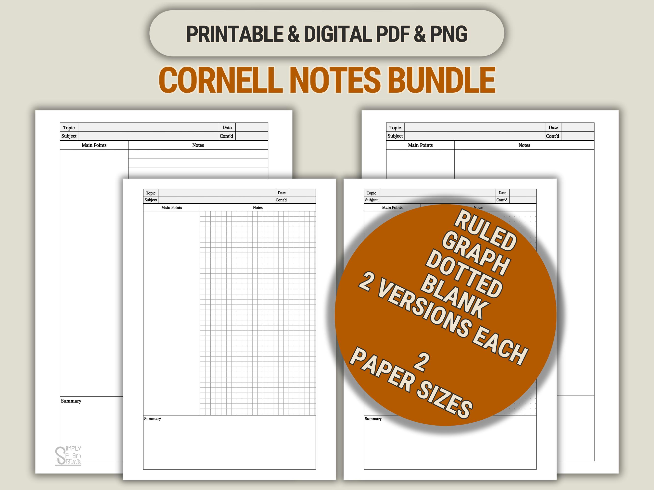 Printable Cornell Notes Template: Graph, Ruled, Dotted, Blank (PDF, PNG ...