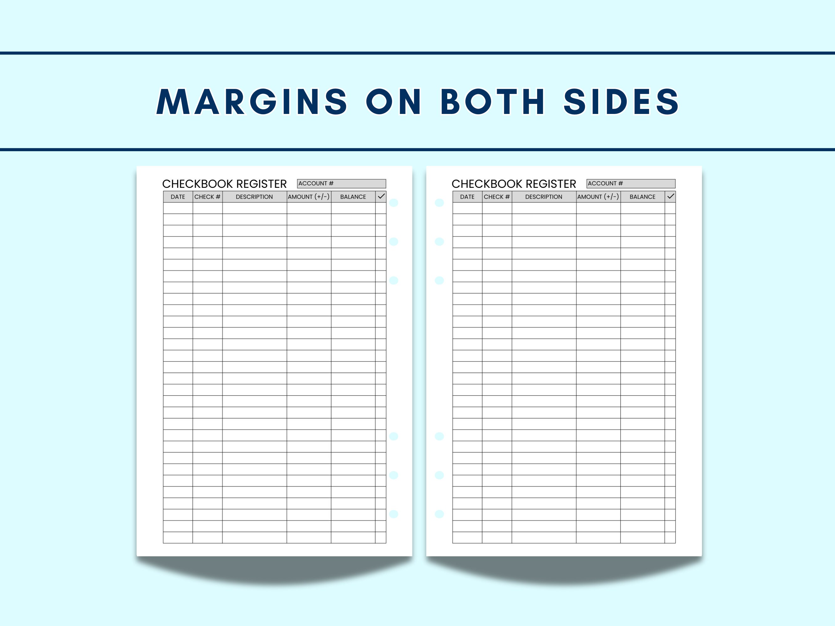 Printable Checkbook Register Transaction Tracker for Personal and Small ...