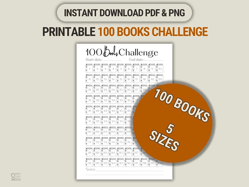 100 Book Reading Challenge Tracker: Printable Reading Journal (PDF ...