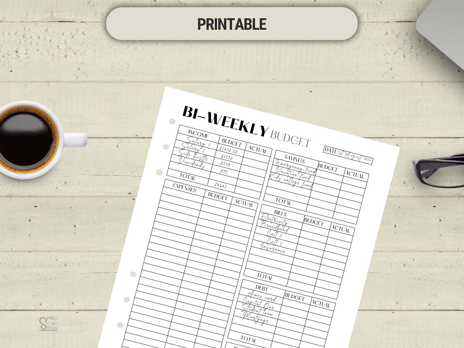 Bi-weekly Budget Planner Printable: Personal Finance Template (digital ...