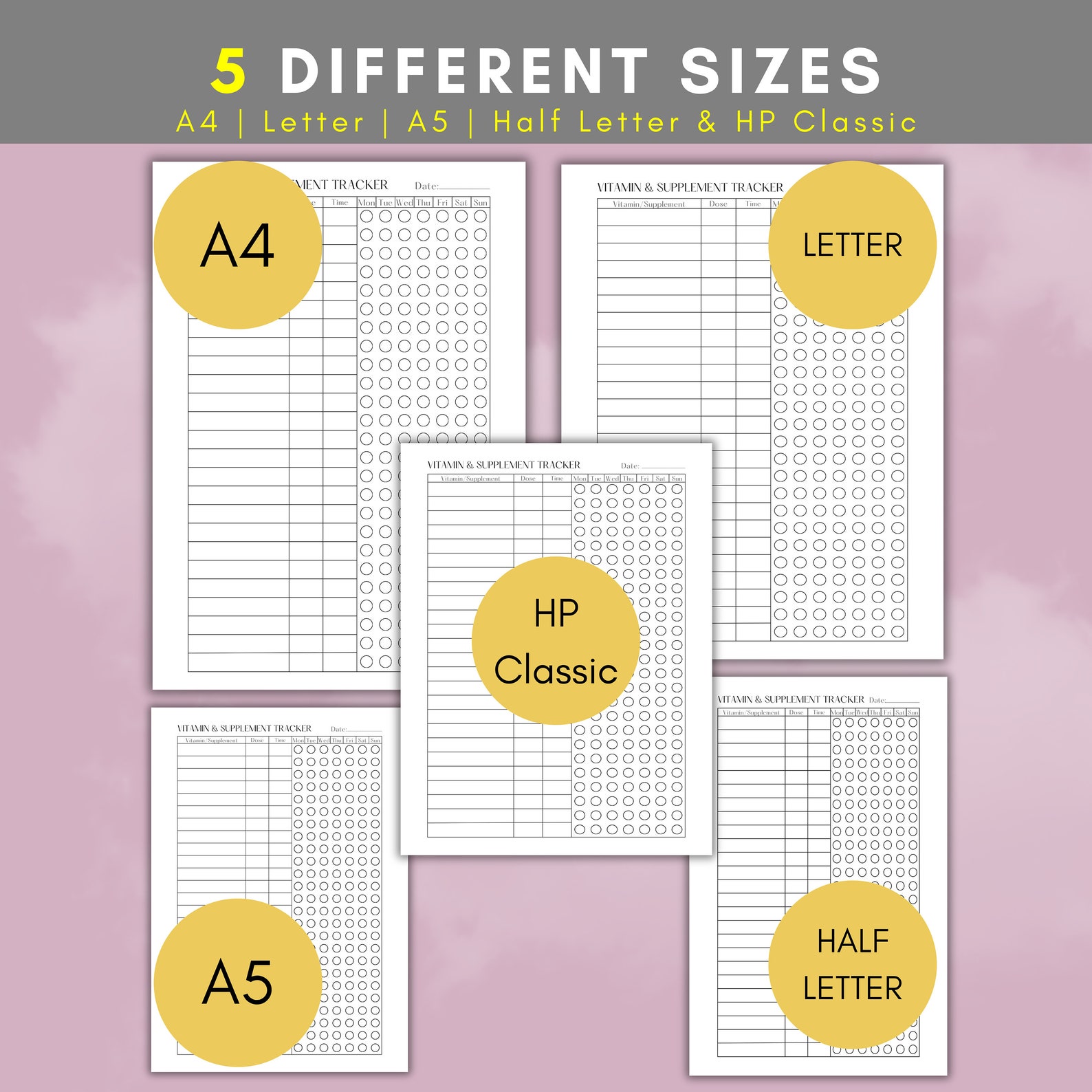 Weekly Supplement Tracker Printable, Daily Vitamin Intake Checklist ...