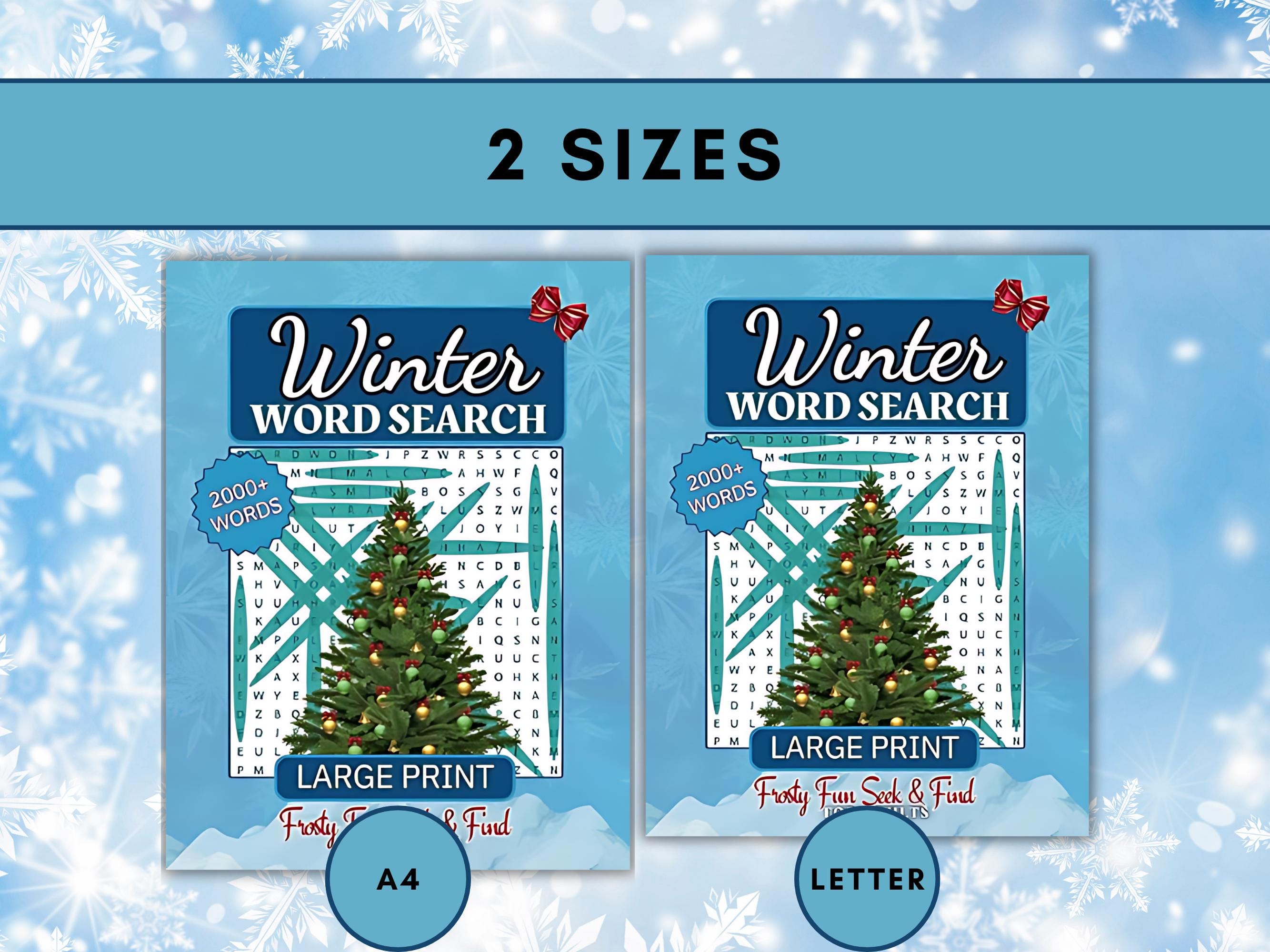Printable Winter Word Search Downloadable Puzzles for Adults Seniors ...