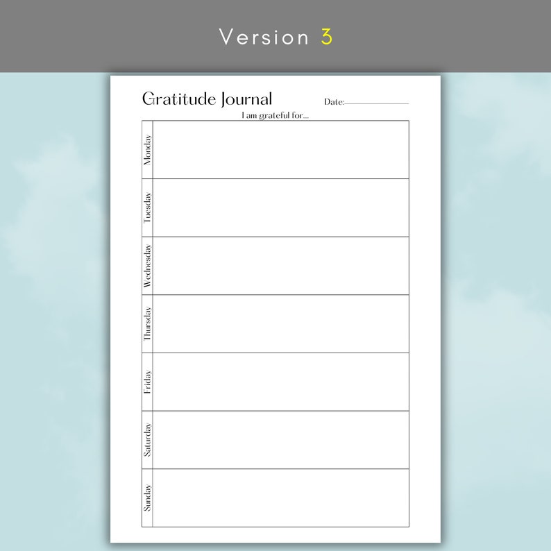 Weekly Gratitude Journal Printable Template, Mindfulness Instant ...