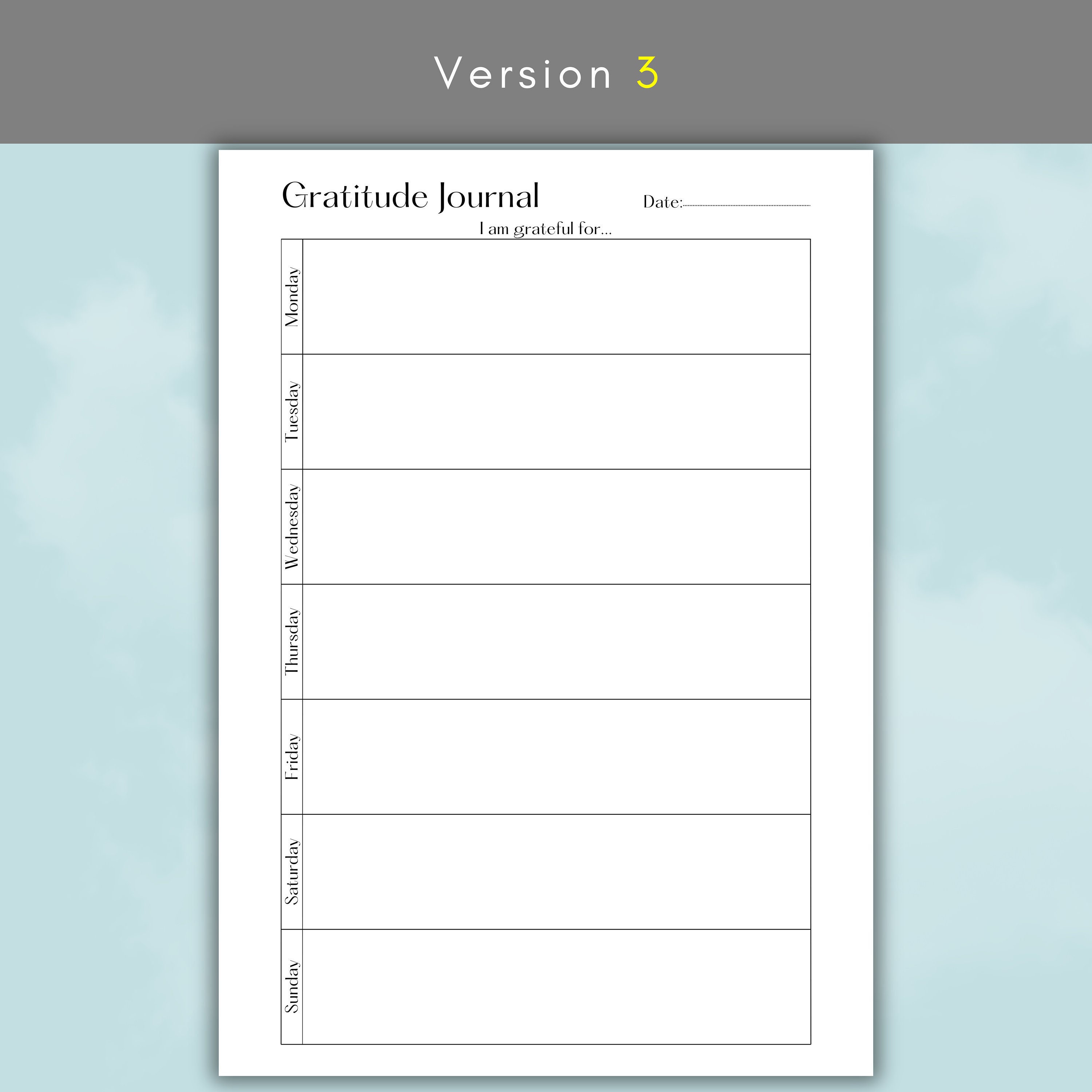 Weekly Gratitude Journal Printable Template, Mindfulness Instant ...