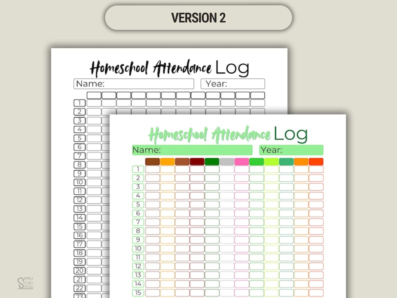 Homeschool Attendance Log: Printable Tracker (PDF & PNG) - Etsy