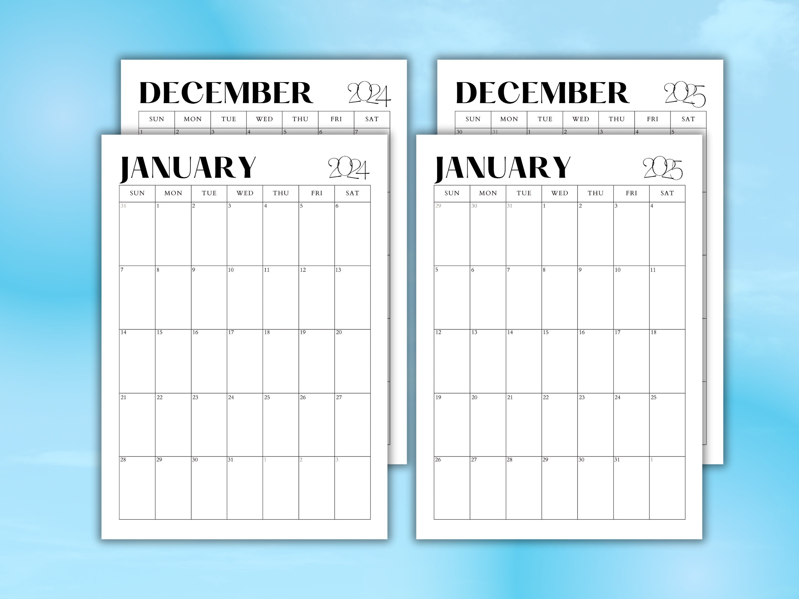 Printable Calendar 2024 & 2025 Monthly Planner 2024/2025 Letter and A4 ...
