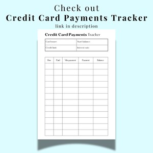 Credit Card Information Tracker Printable and Fillable Credit Card Log ...