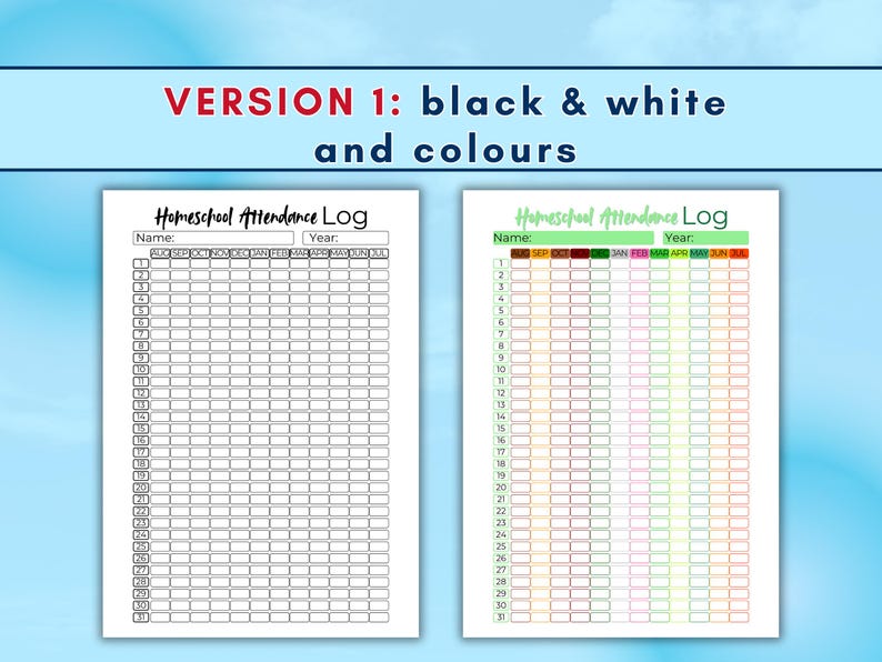 Homeschool Attendance Log | Printable Homeschooling Records Tracker ...