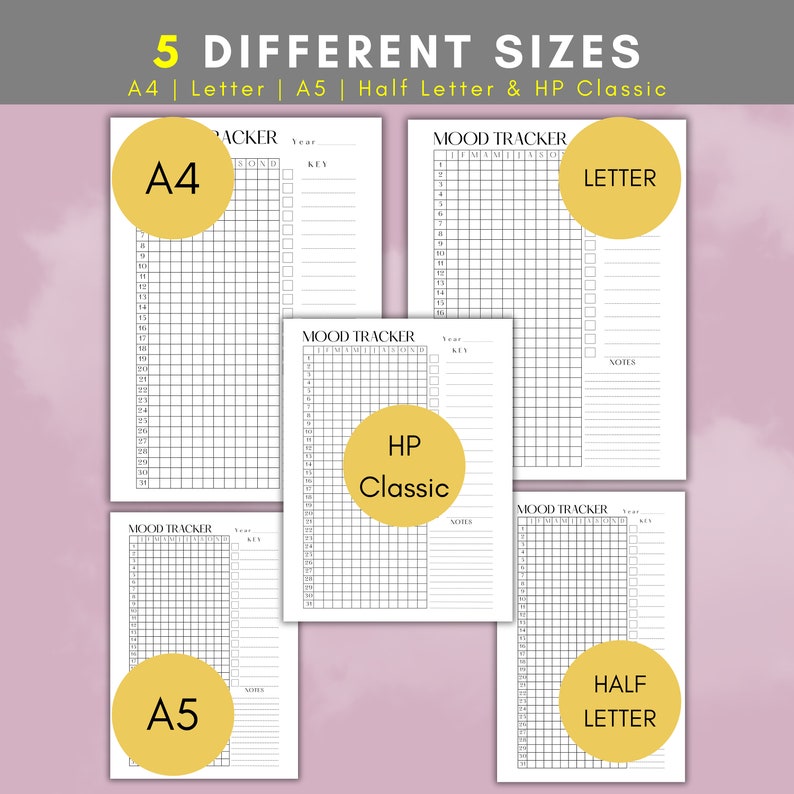 Mood Tracker Printable Template, A Year in Pixels Mood Journal, Emotion ...