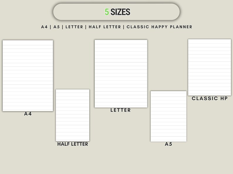 Printable Lined Paper Bundle: A4/a5/letter Sizes (PDF & PNG) - Etsy
