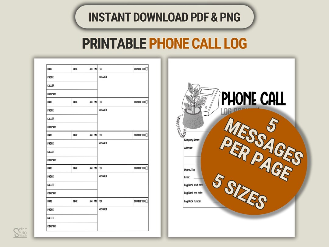 Printable Phone Call Log Template: Small Business Tracker (PDF/PNG) - Etsy