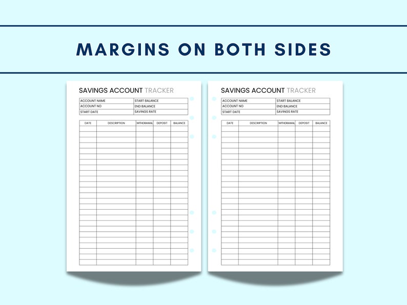 Savings Account Tracker Printable for Personal Finance Planner. Digital ...