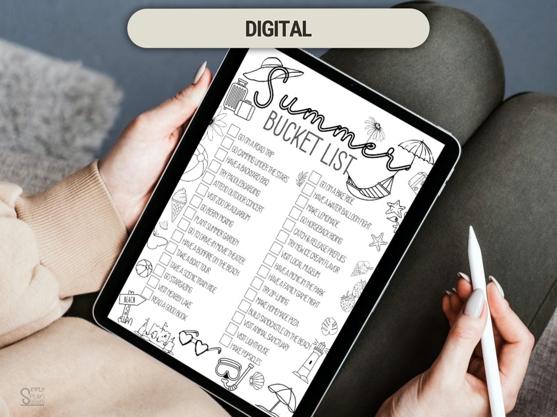 Summer Bucket List Printable: Fillable Activity Checklist (digital PDF ...