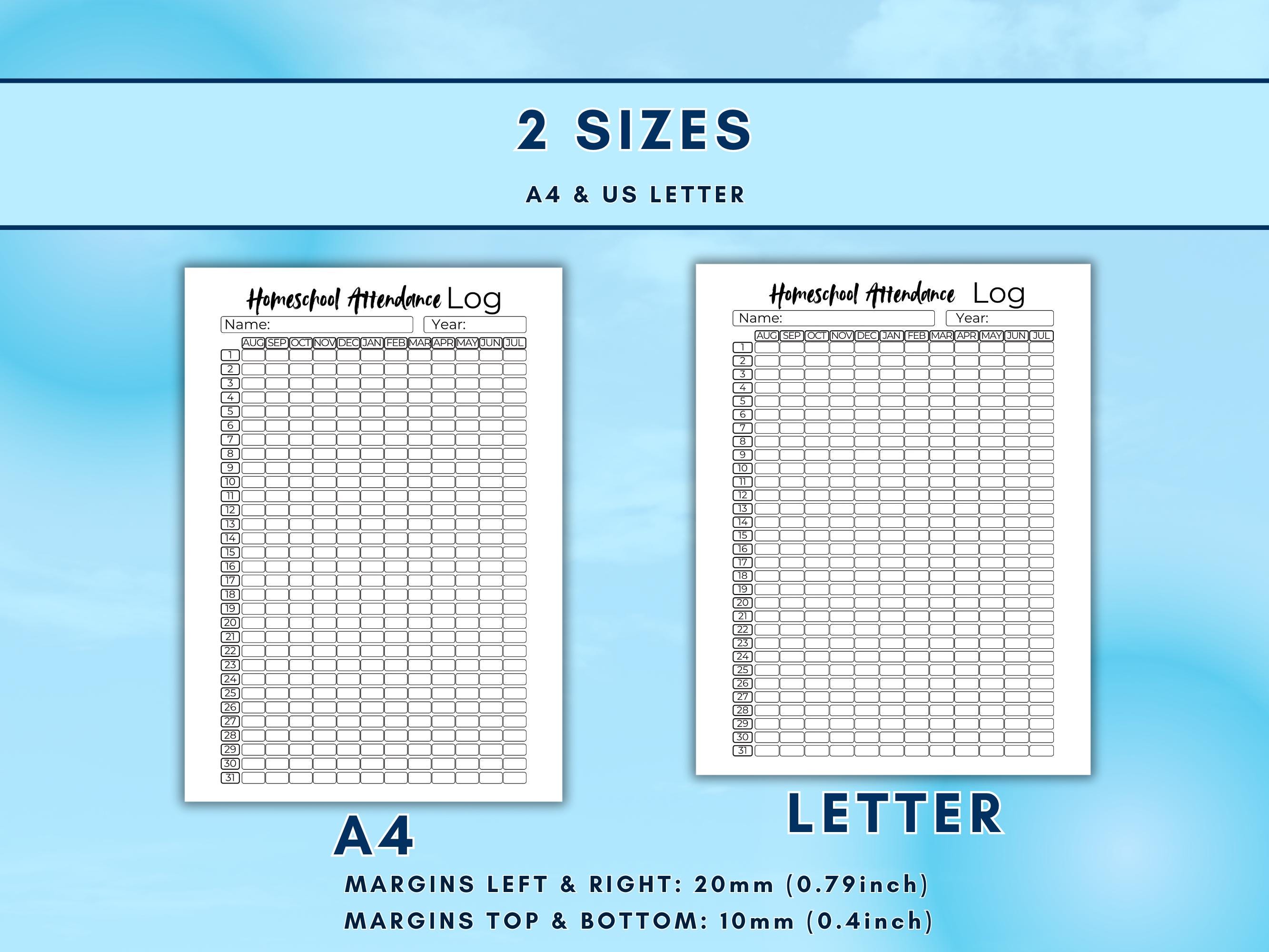 Homeschool Attendance Log | Printable Homeschooling Records Tracker ...