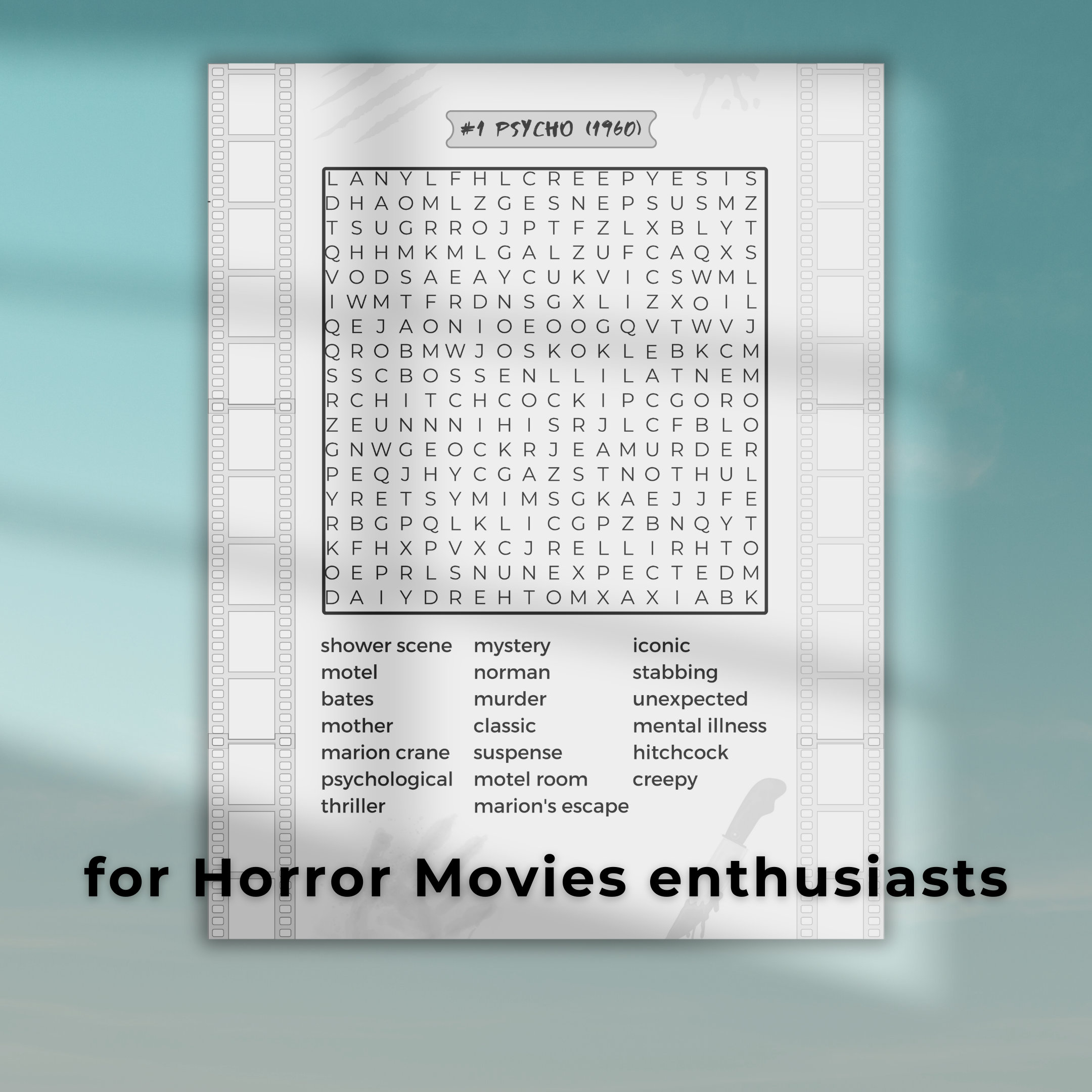 100 Horror Movie Word Search Printable Puzzles Instant Download ...