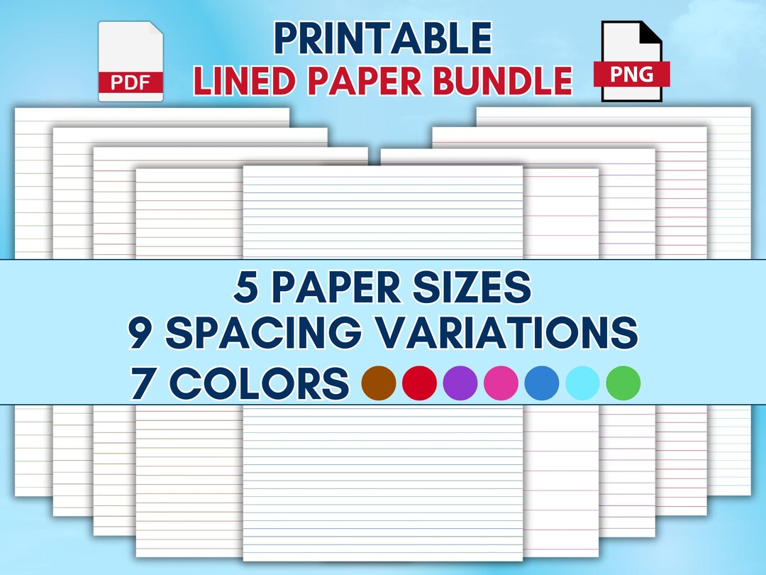 Colored Printable Lined Paper Set for Notebook Journal Digital Notes A4 ...