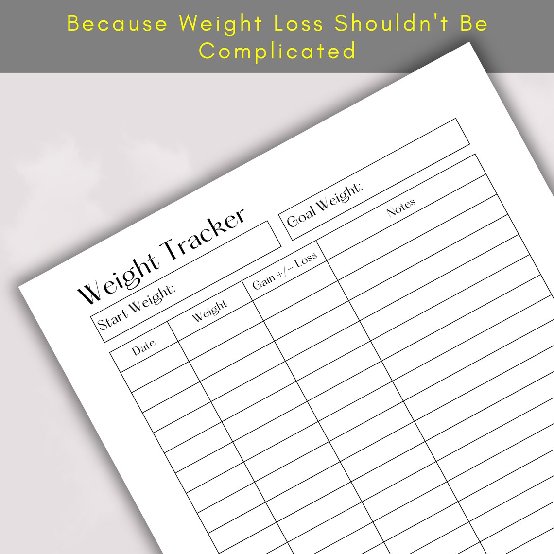 Printable Weight Loss Tracker, Weight Log Template to Record Your Goal ...