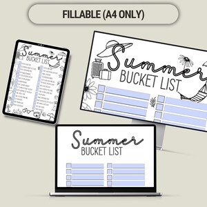 Summer Bucket List Printable: Fillable Activity Checklist (digital PDF ...