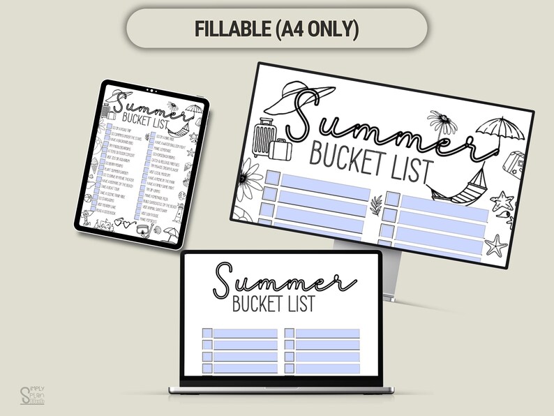 Summer Bucket List Printable: Fillable Activity Checklist (digital PDF ...