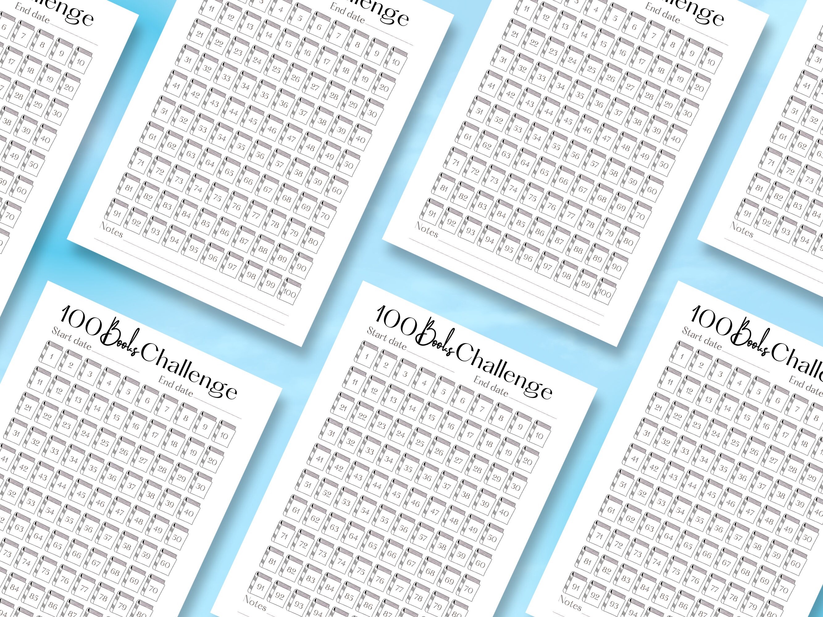 100 Book Reading Challenge Tracker Printable Template for Reading ...