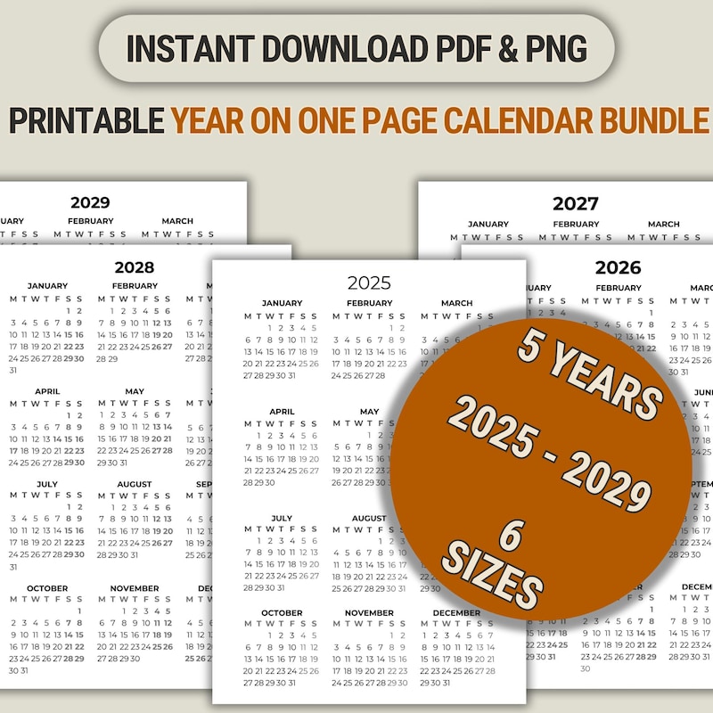 Full Calendar Full Year - Etsy