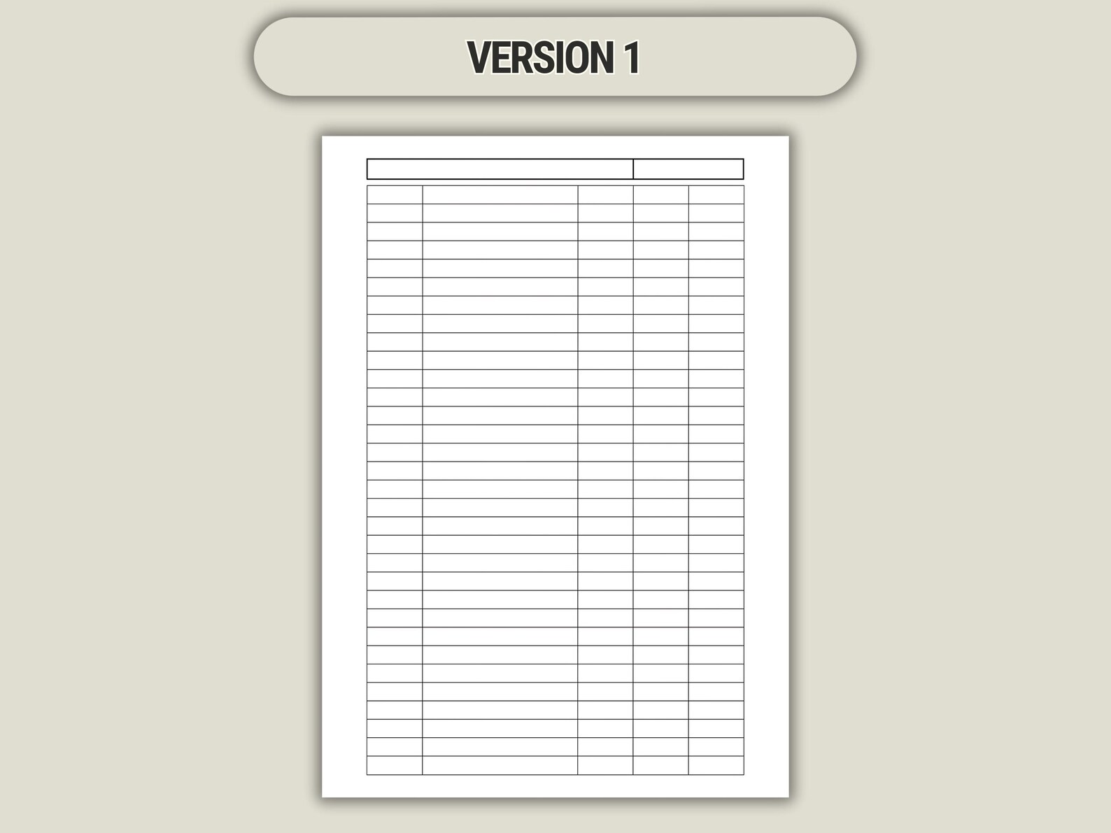 Printable 5 Column Log Template: Customizable Tracker (PDF & PNG) - Etsy