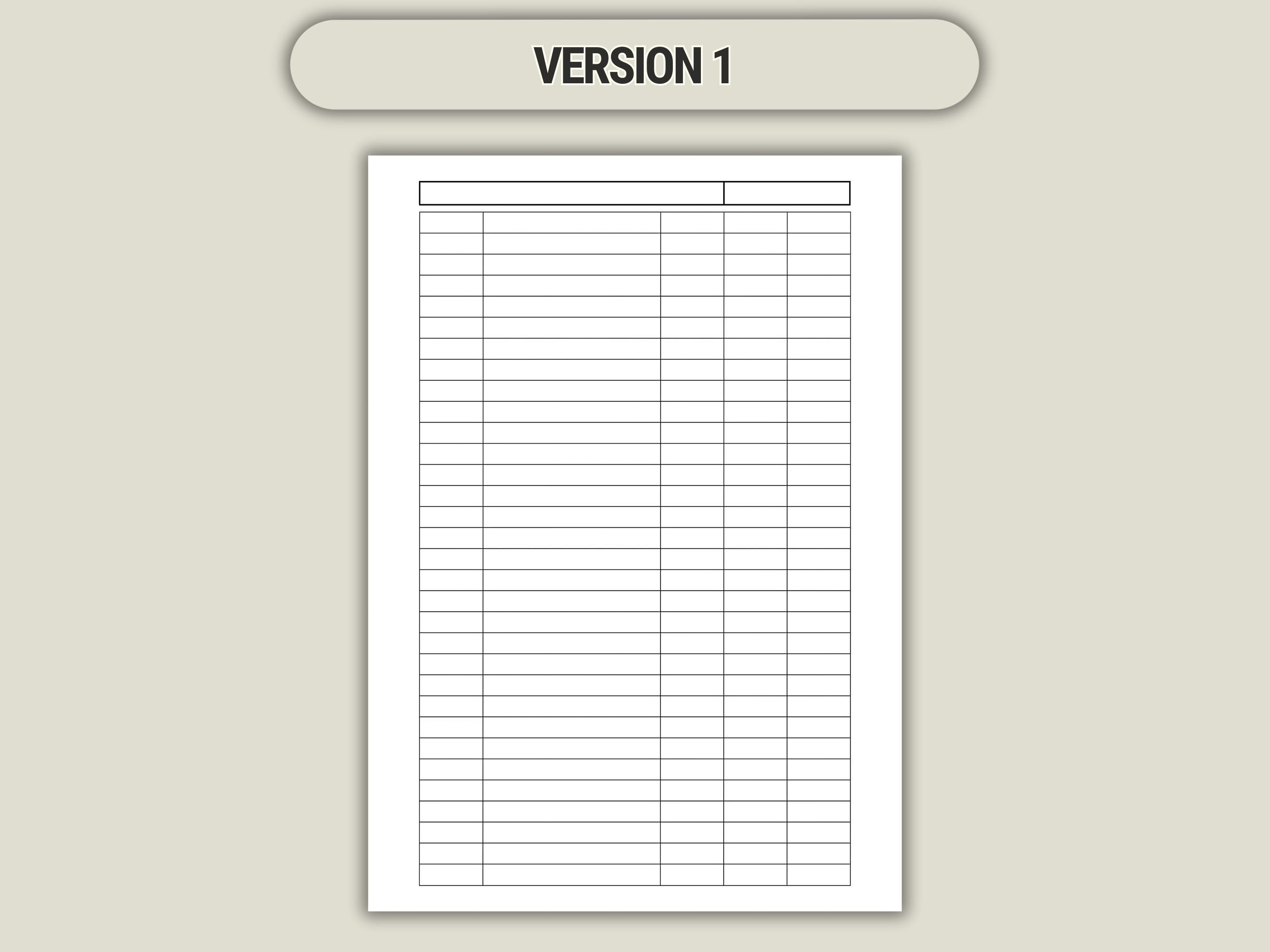 Printable 5 Column Log Template: Customizable Tracker (PDF & PNG) - Etsy