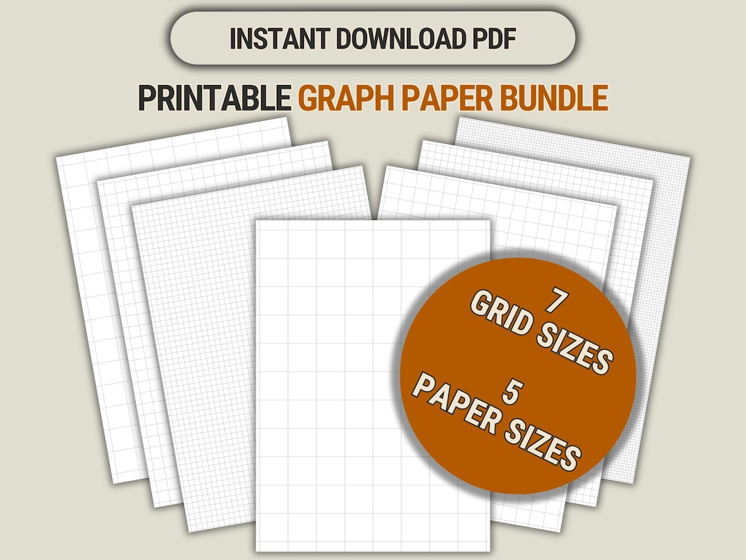 Printable Graph Paper Bundle: 7 Grid Templates, A4/a5/letter Sizes (PDF ...