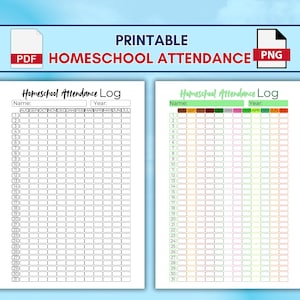 Homeschool Attendance Log | Printable Homeschooling Records Tracker ...