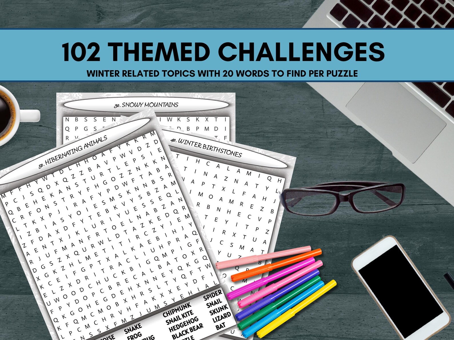 Printable Winter Word Search Downloadable Puzzles for Adults Seniors ...