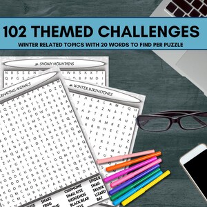 Printable Winter Word Search Downloadable Puzzles for Adults Seniors ...