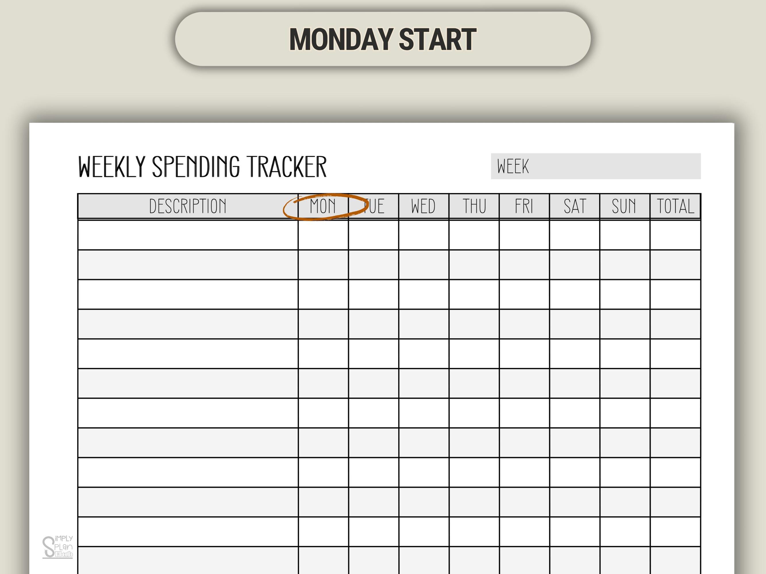 Weekly Spending Tracker Printable: A4/a5/letter Sizes (PDF/PNG) - Etsy