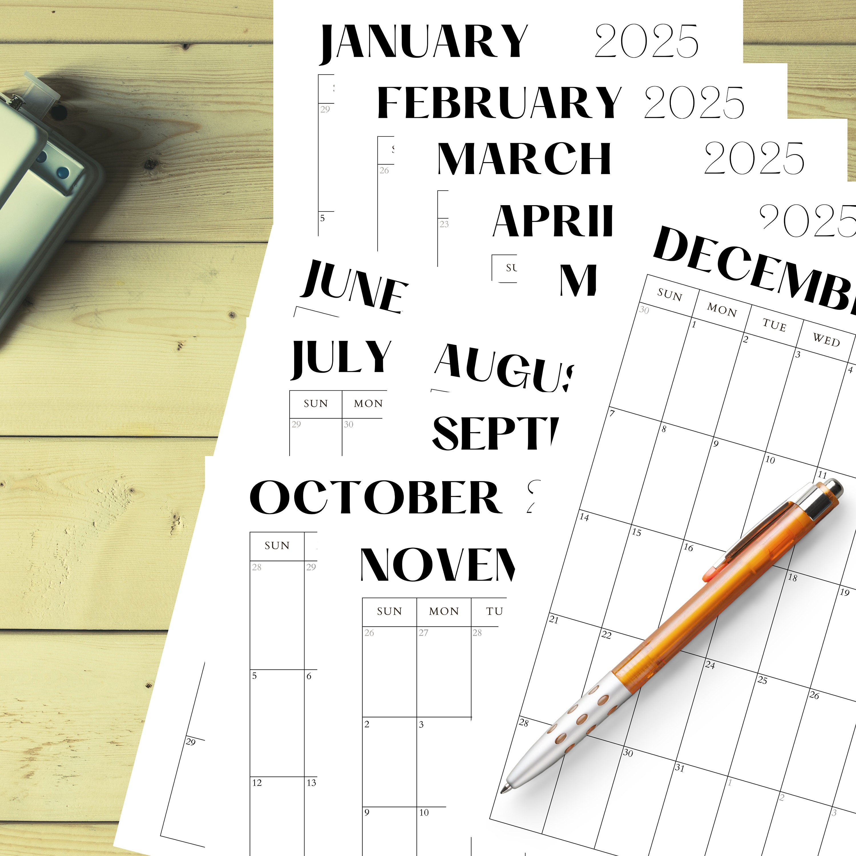 Printable Monthly Calendar 2025, Planner Template Monday & Sunday Start ...