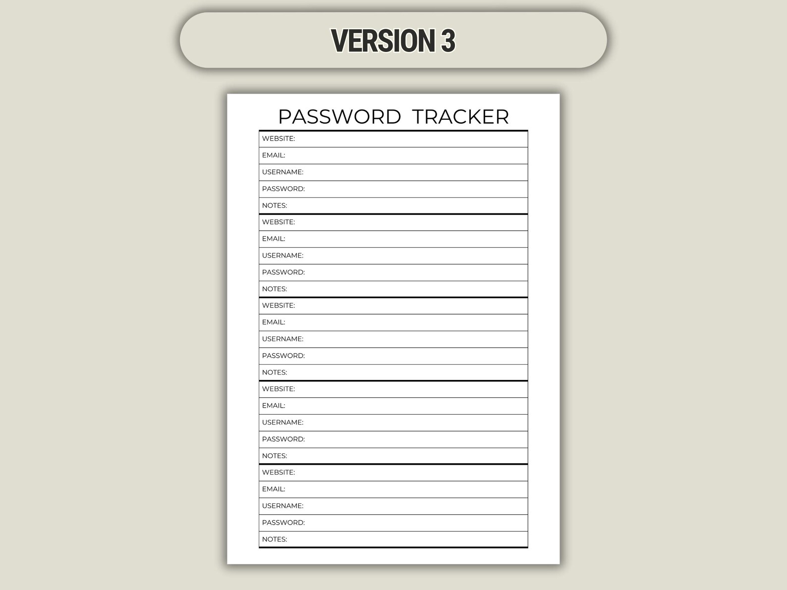 Printable Password Tracker: Minimalist Digital Log (PDF & PNG) - Etsy