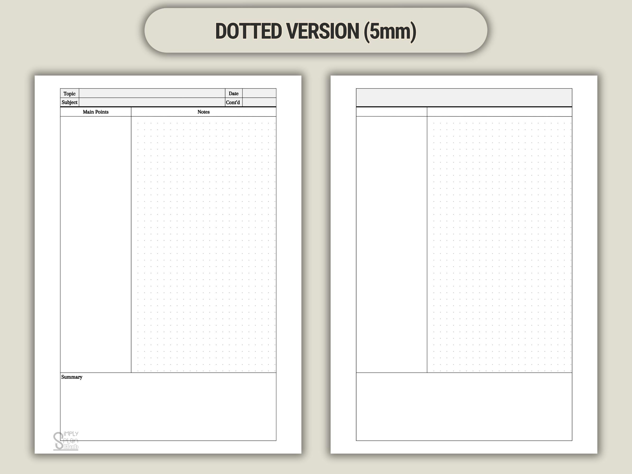 Printable Cornell Notes Template: Graph, Ruled, Dotted, Blank (PDF, PNG ...