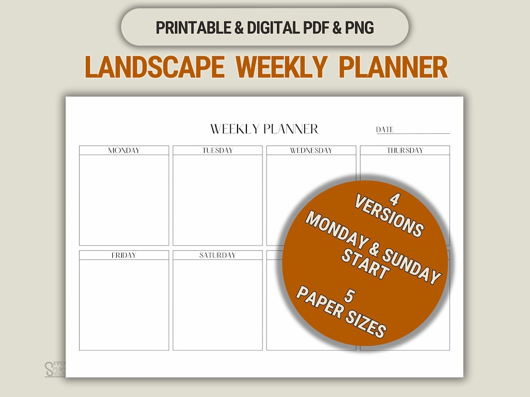 Landscape Weekly Planner Printable: Undated To-do List Template ...