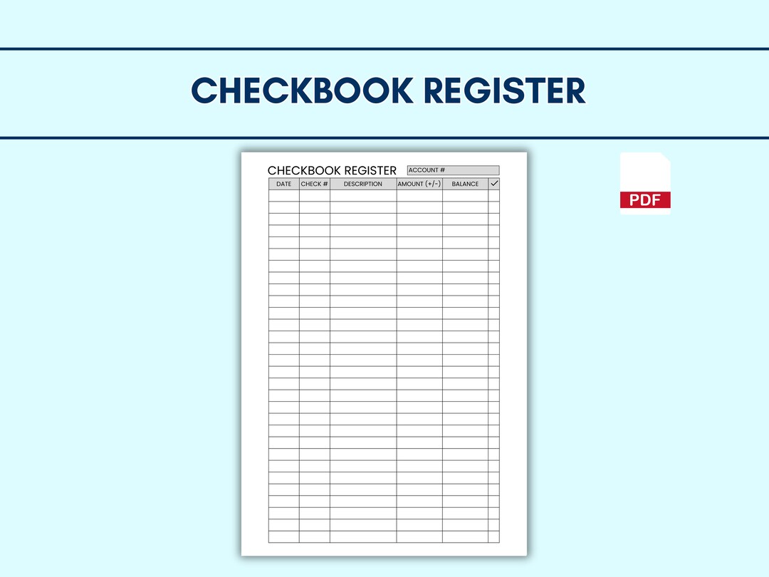 Printable Checkbook Register Transaction Tracker for Personal and Small ...