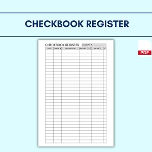 Printable Checkbook Register Transaction Tracker for Personal and Small ...