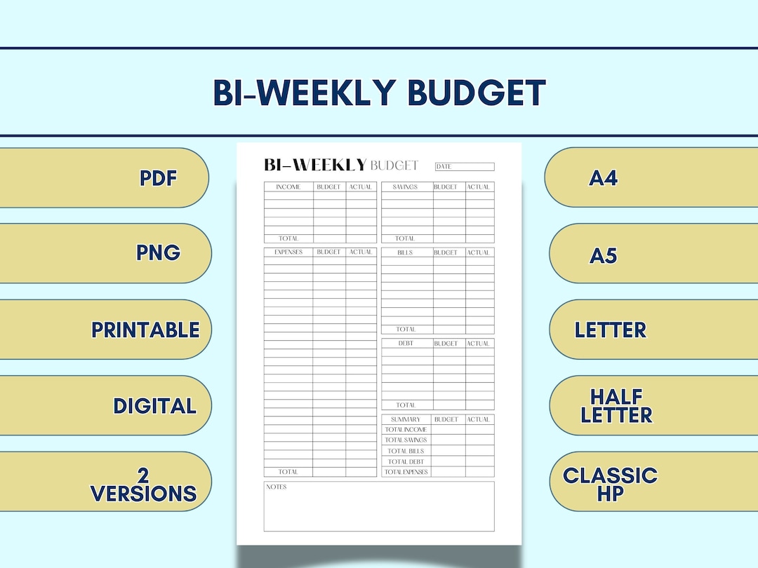 Bi Weekly Budget Planner Printable PDF Fortnightly Paycheck Planner ...