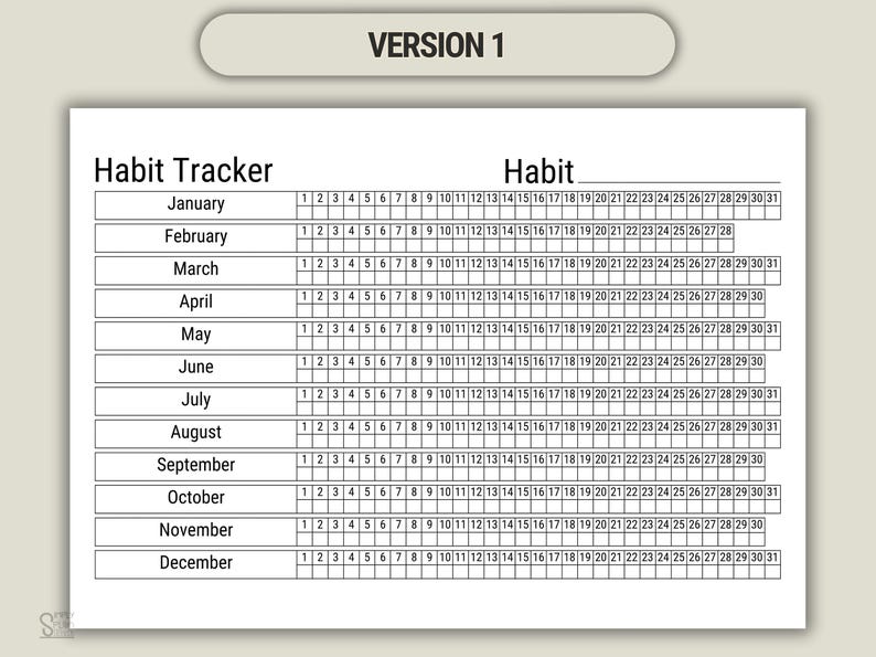 Yearly Habit Tracker Printable: Minimalist Planning Template (PDF/PNG ...