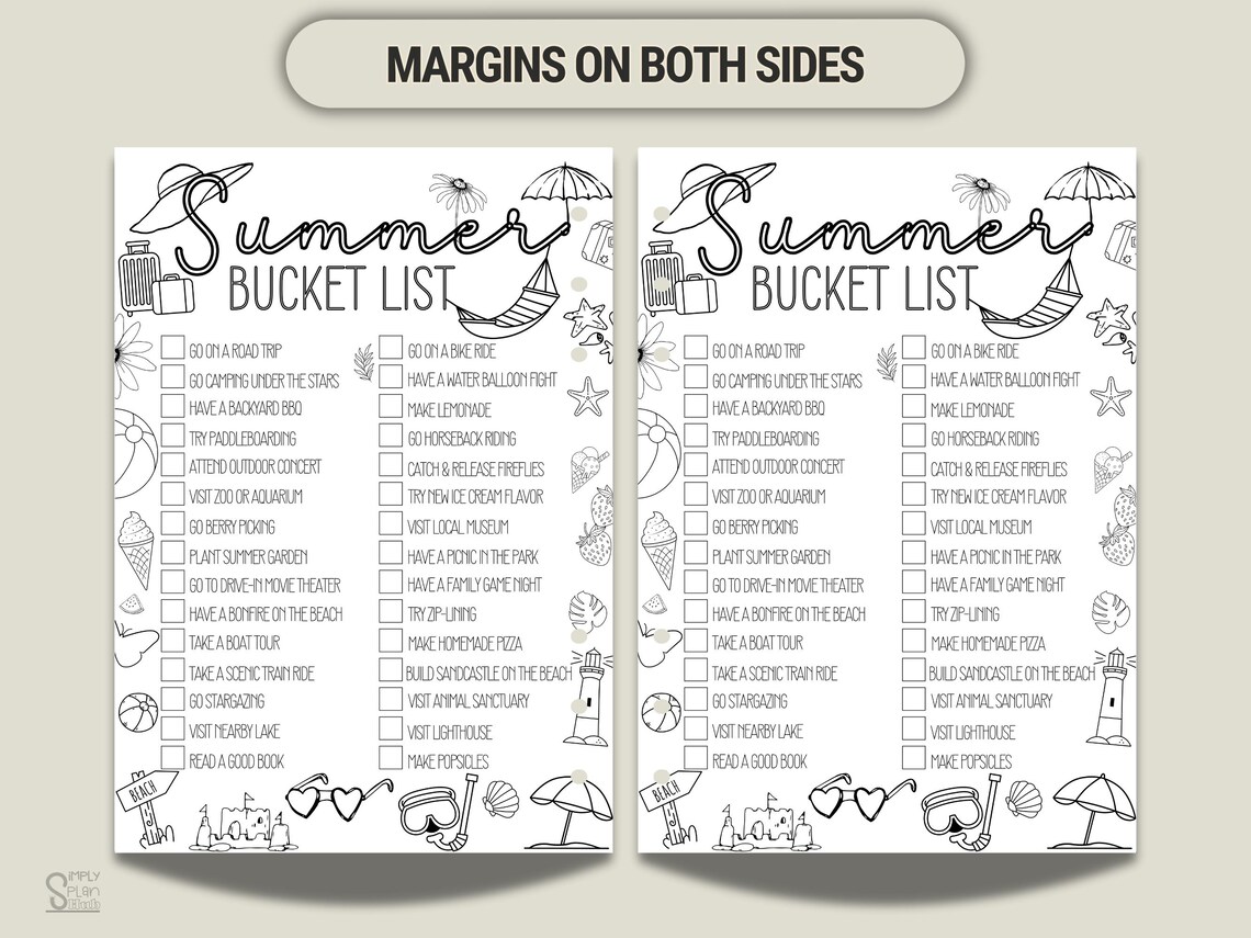Summer Bucket List Printable: Fillable Activity Checklist (digital PDF ...