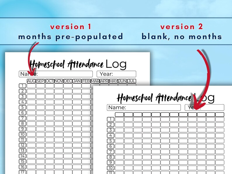 Homeschool Attendance Log | Printable Homeschooling Records Tracker ...
