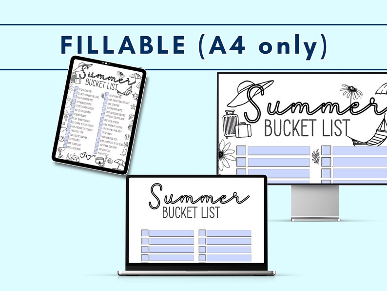 Summer Bucket List Printable and Fillable Summer Break to Do List ...