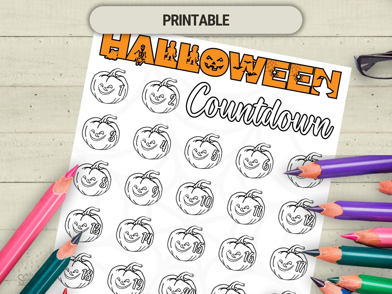 Printable Halloween Countdown Calendar: Colorable Pumpkin Tracker (PDF ...