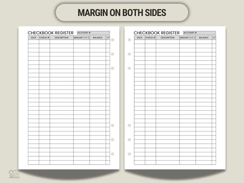 Printable Checkbook Register: Transaction Tracker, Small Business ...