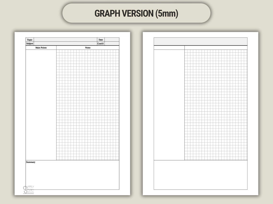 Printable Cornell Notes Template: Graph, Ruled, Dotted, Blank (PDF, PNG ...