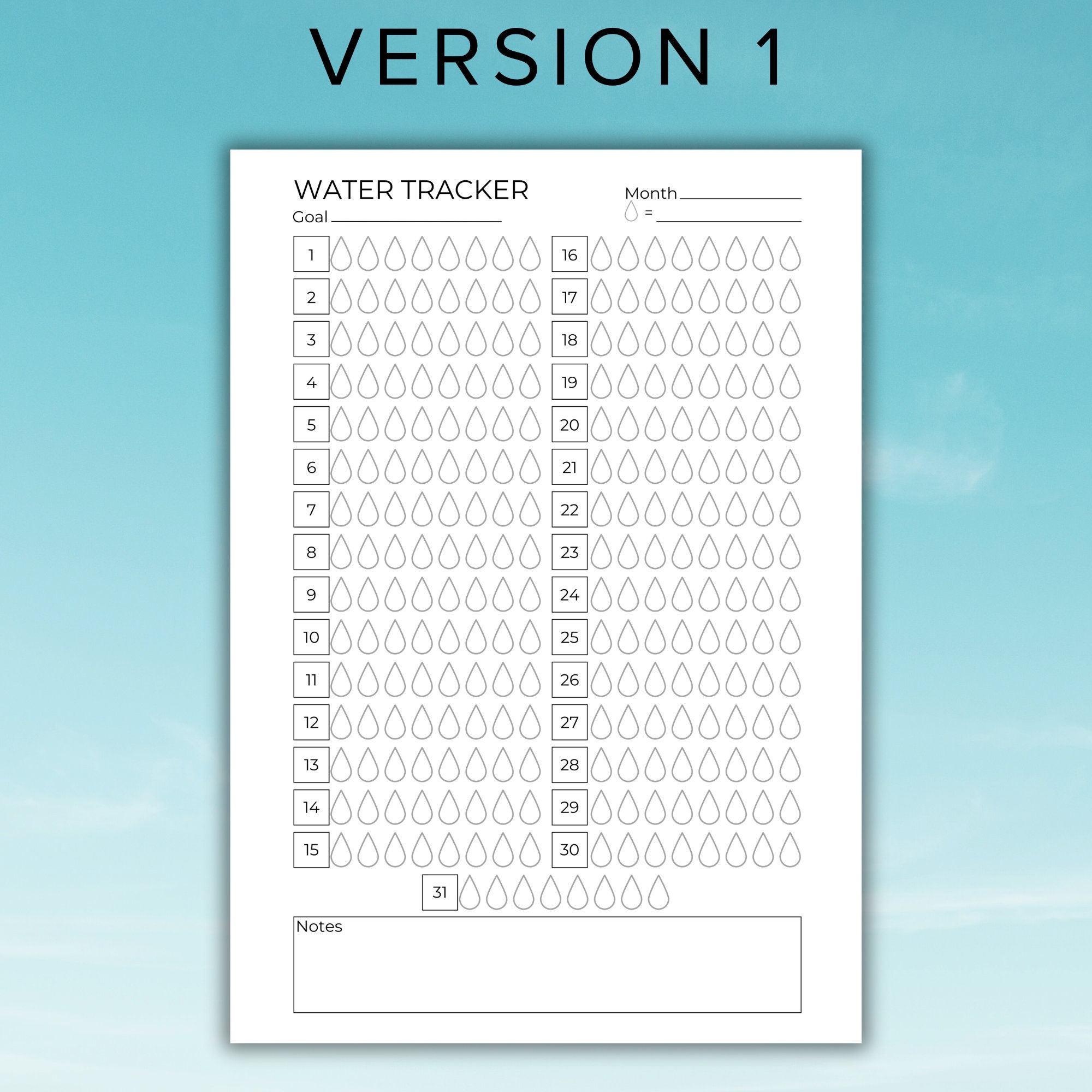Water Tracker Printable Monthly Water Intake Log, Hydration Journal ...