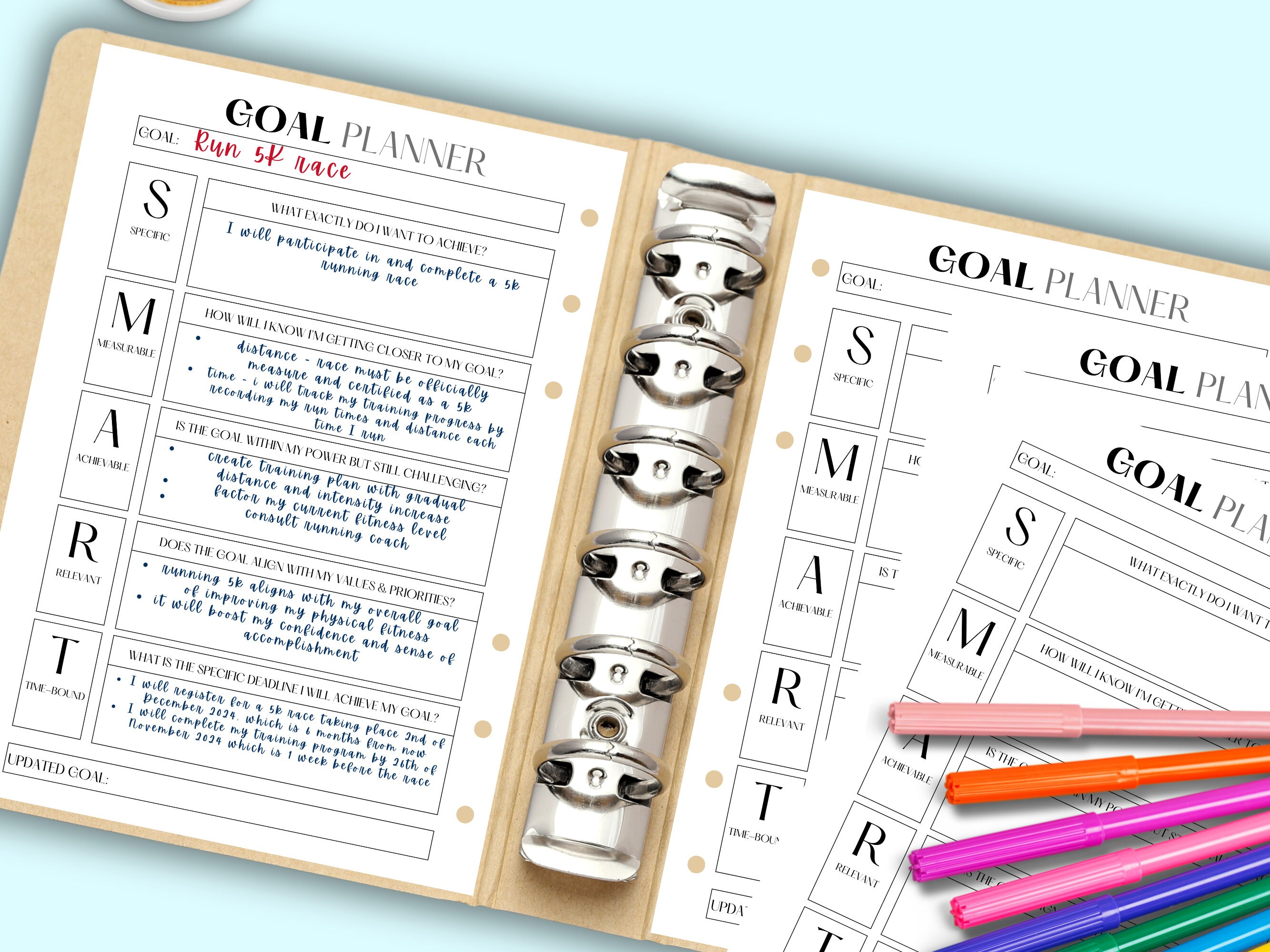 SMART Goal Planner Printable and Fillable Goals Setting and Action Plan ...
