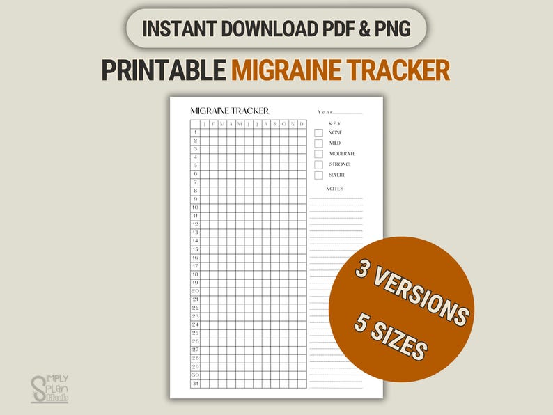 Migraine Tracker Insert: Printable Headache Log (PDF & PNG) - Etsy